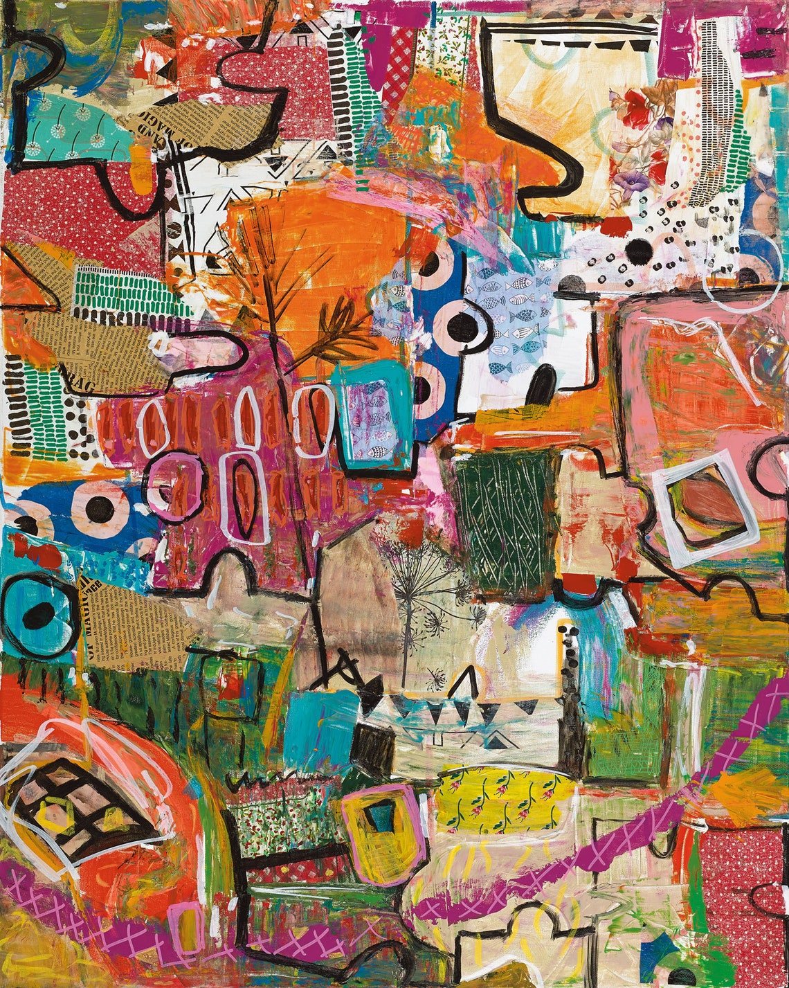 Large Abstract Collage Wall Art Print on Canvas | Etsy