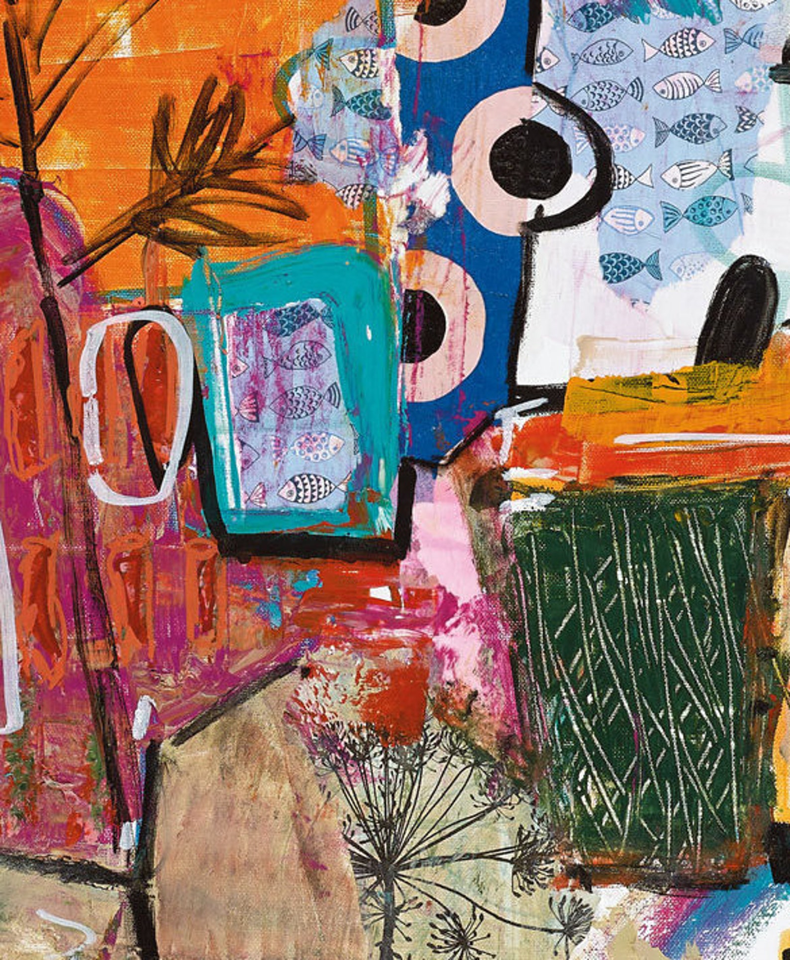 Large Abstract Collage Wall Art Print on Canvas | Etsy