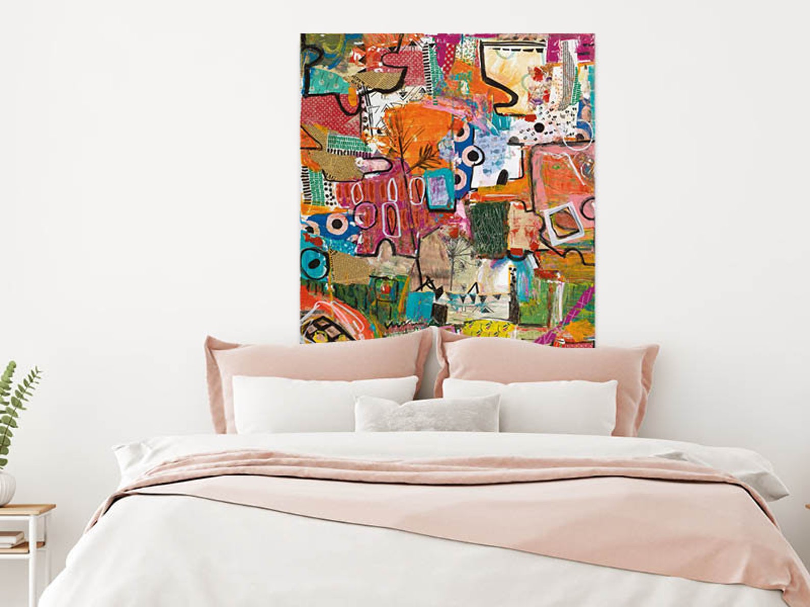 Large Abstract Collage Wall Art Print on Canvas | Etsy