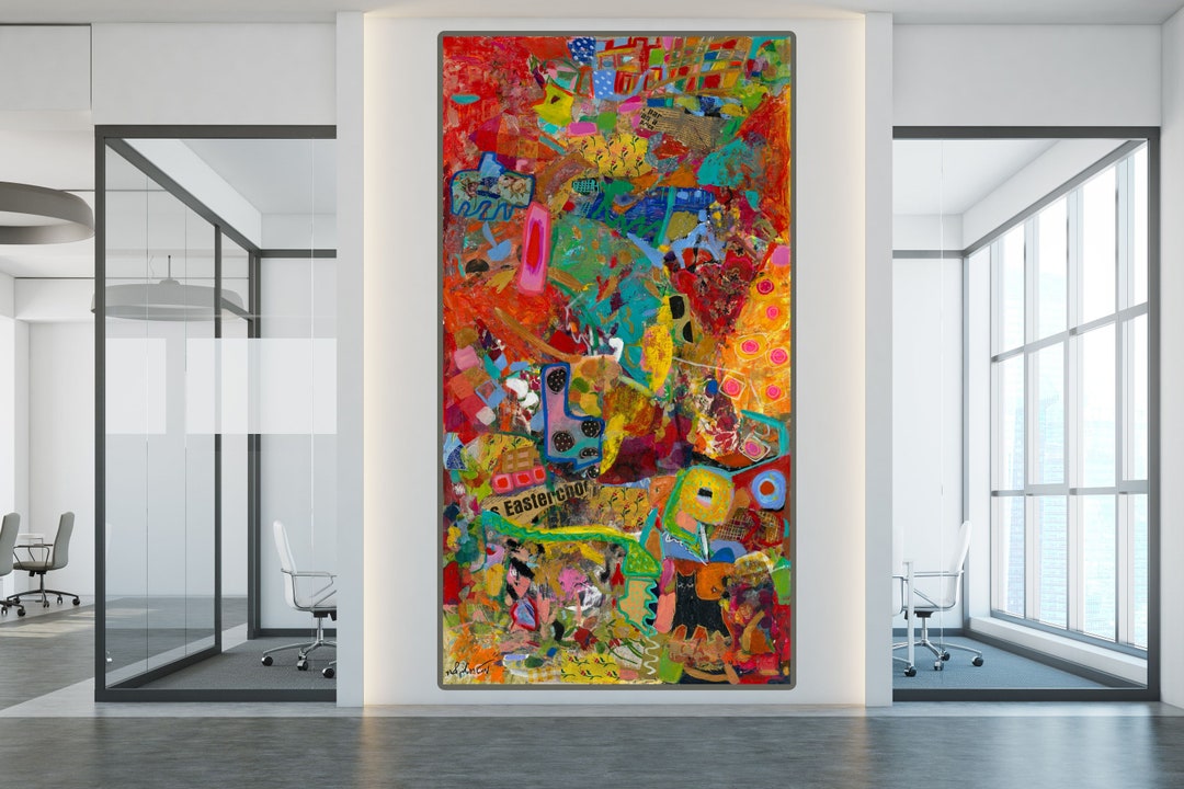 Oversize Abstract Art, Print on Canvas, Rectangular Wall Art, Original ...
