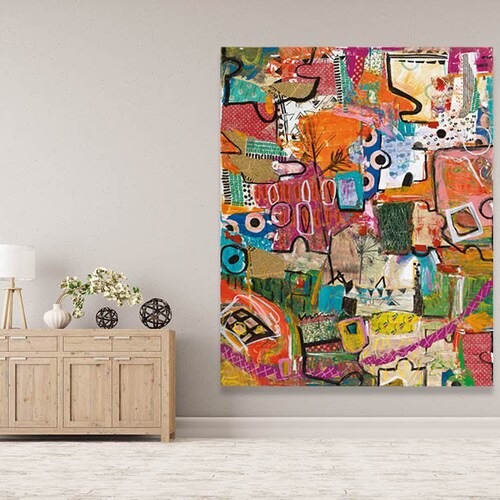 Large Abstract Collage Wall Art Print on Canvas - Etsy