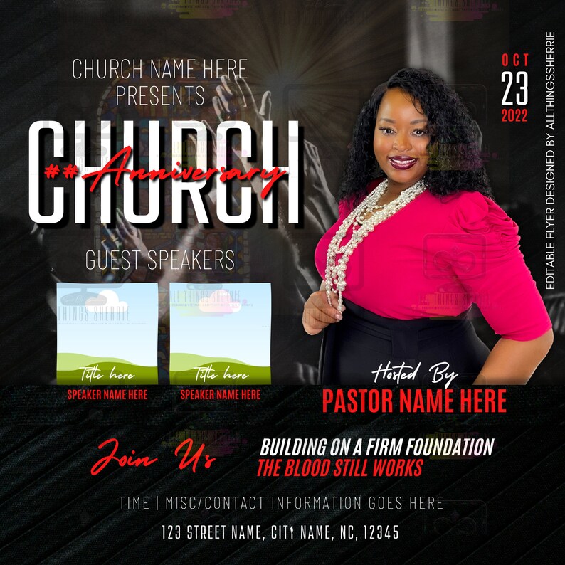 DIY Church Flyer Templates: Pastor Appreciation, Anniversary (canva ...