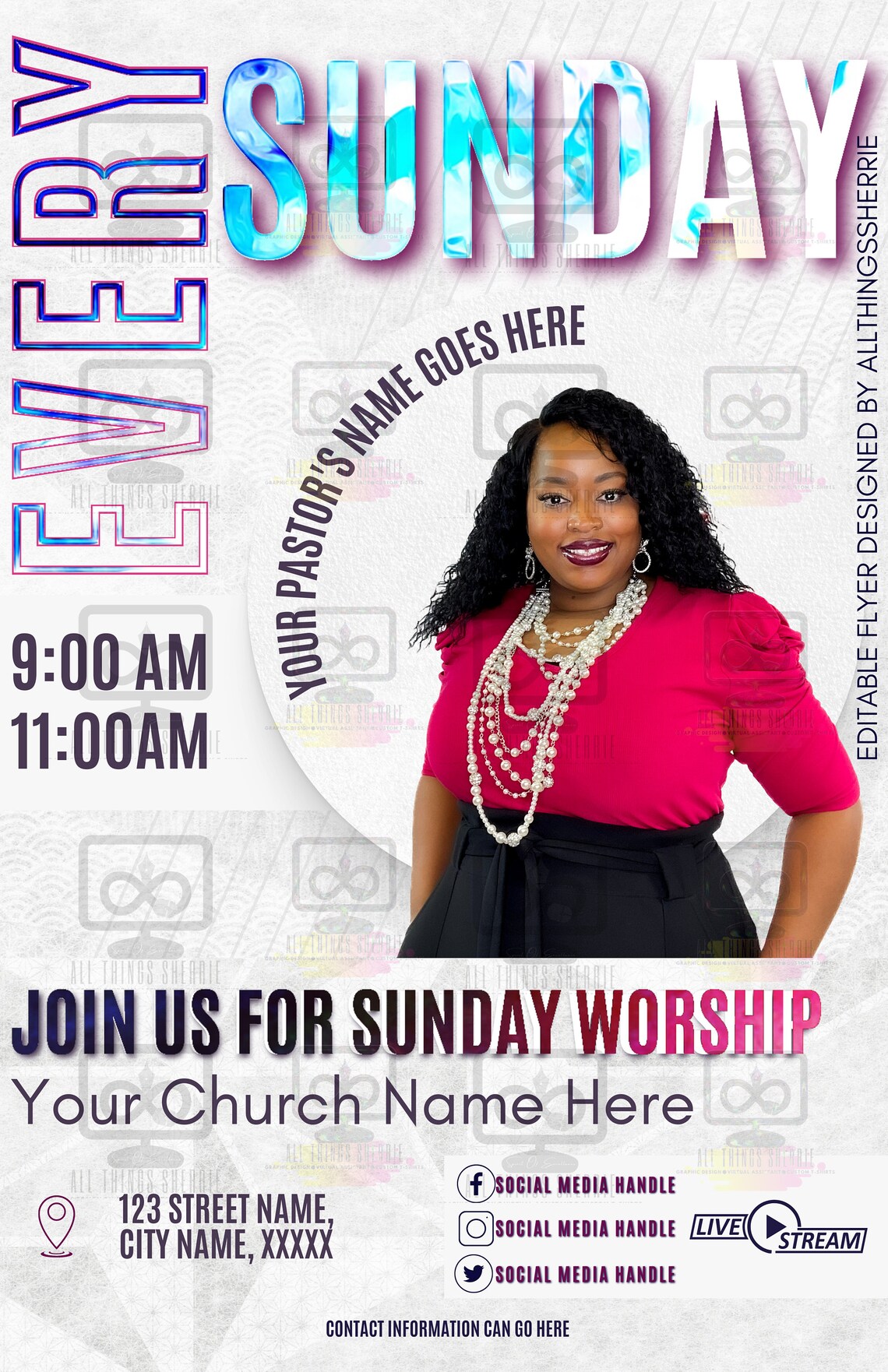 2 DIY Church Flyer Templates for Canva Pastor Appreciation, Church ...