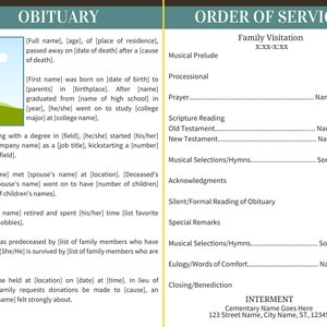 DIY Funeral Program Template, Obituary, Celebration of Life, Memorial ...