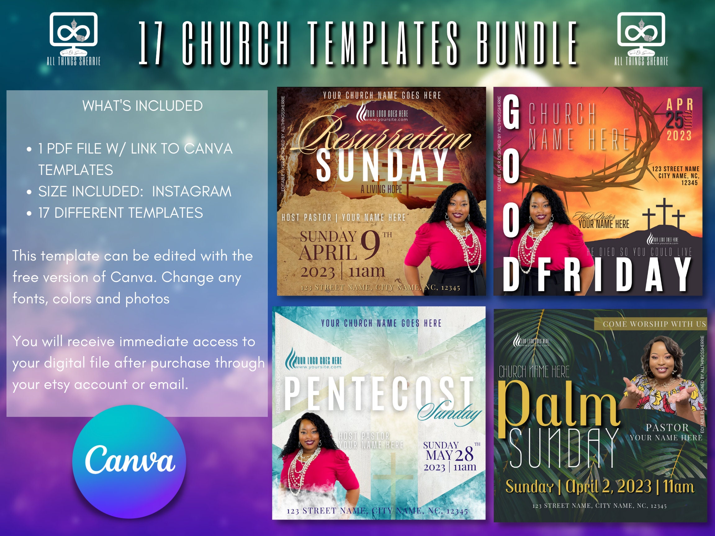 DIY Church Flyer Bundle Templates for Canva, Church Conference ...