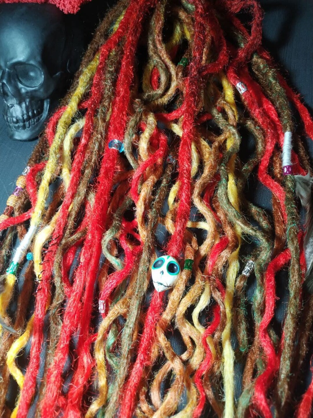 Crochet Wavy Beige With Red Color Dreadlocks Double Ended or Single ...