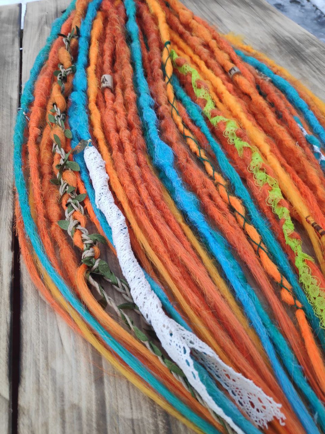 Full Set Bright Orange Dreads Extensions With Loose Ends Redhead Witchy ...