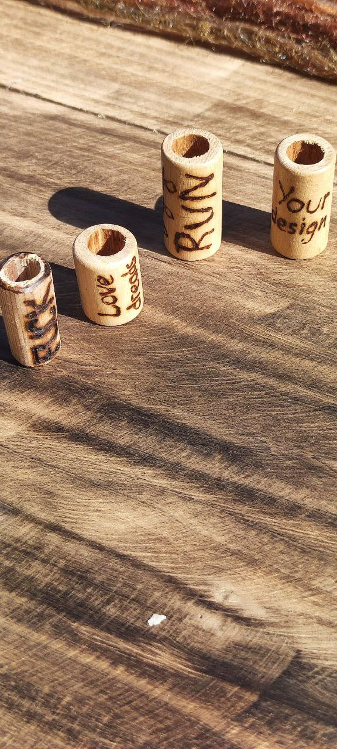 Wooden Dread Bead, Hair Beads, Hande Made Beads for Dread, Engraved ...