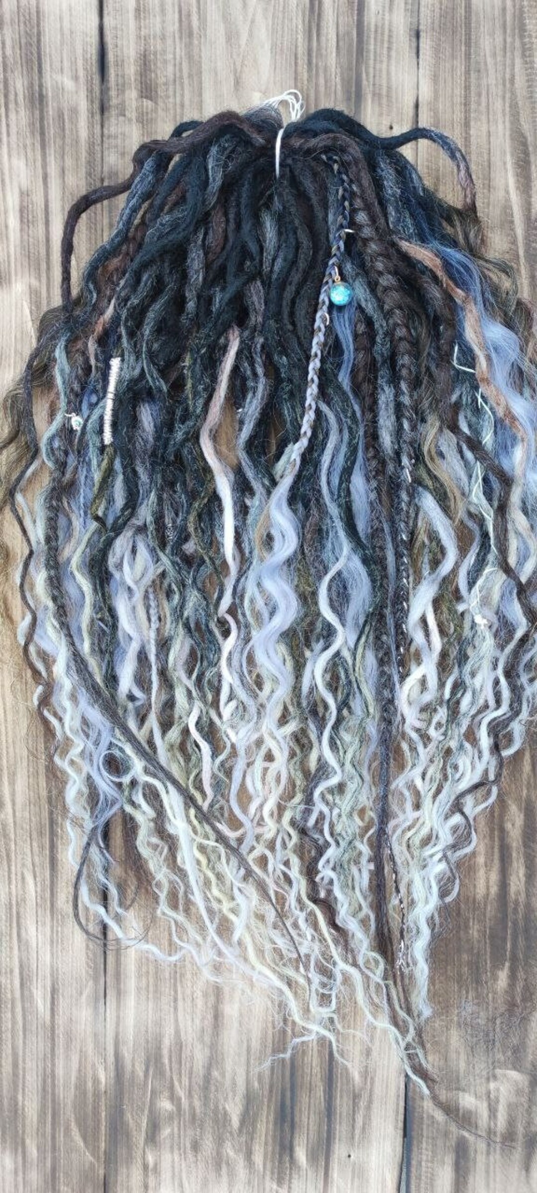Crochet Curly Dreadlocks Textured Double or Single Ended Gray and Light ...