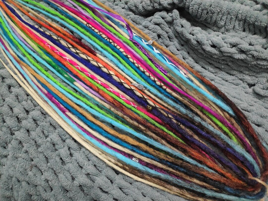 Set Crochet Straight Dreadlocks Rainbow Colored Double or Single Ended ...