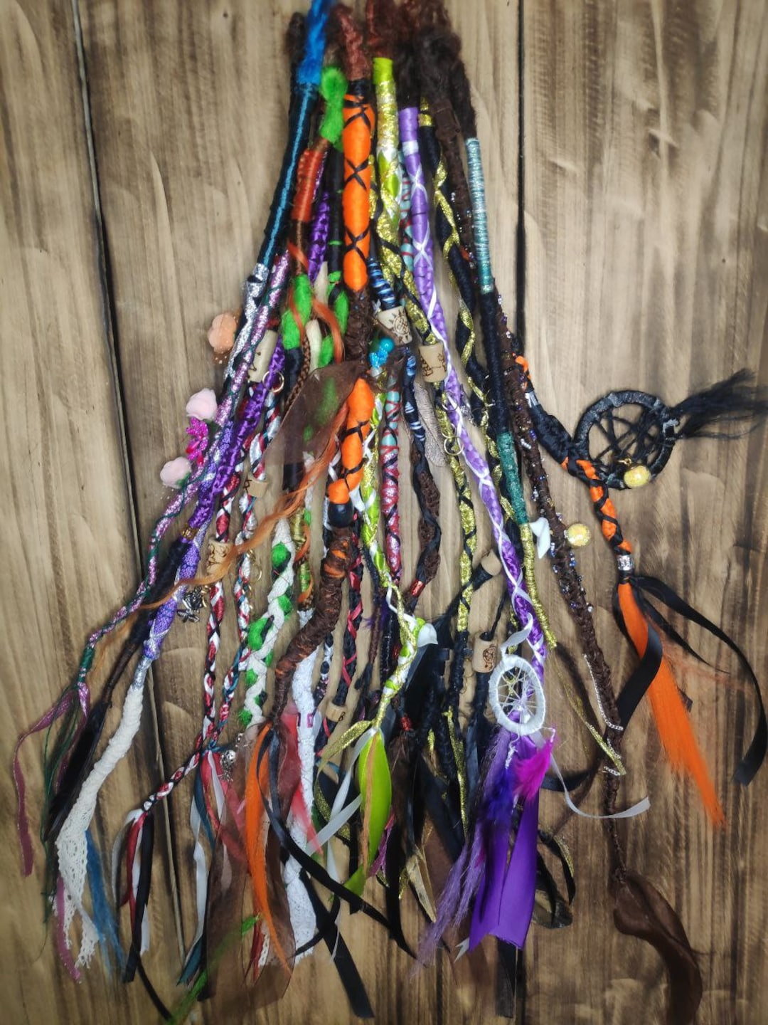 ONE Decoration for Dreadlocks Mandala Style One End With Feathers and ...