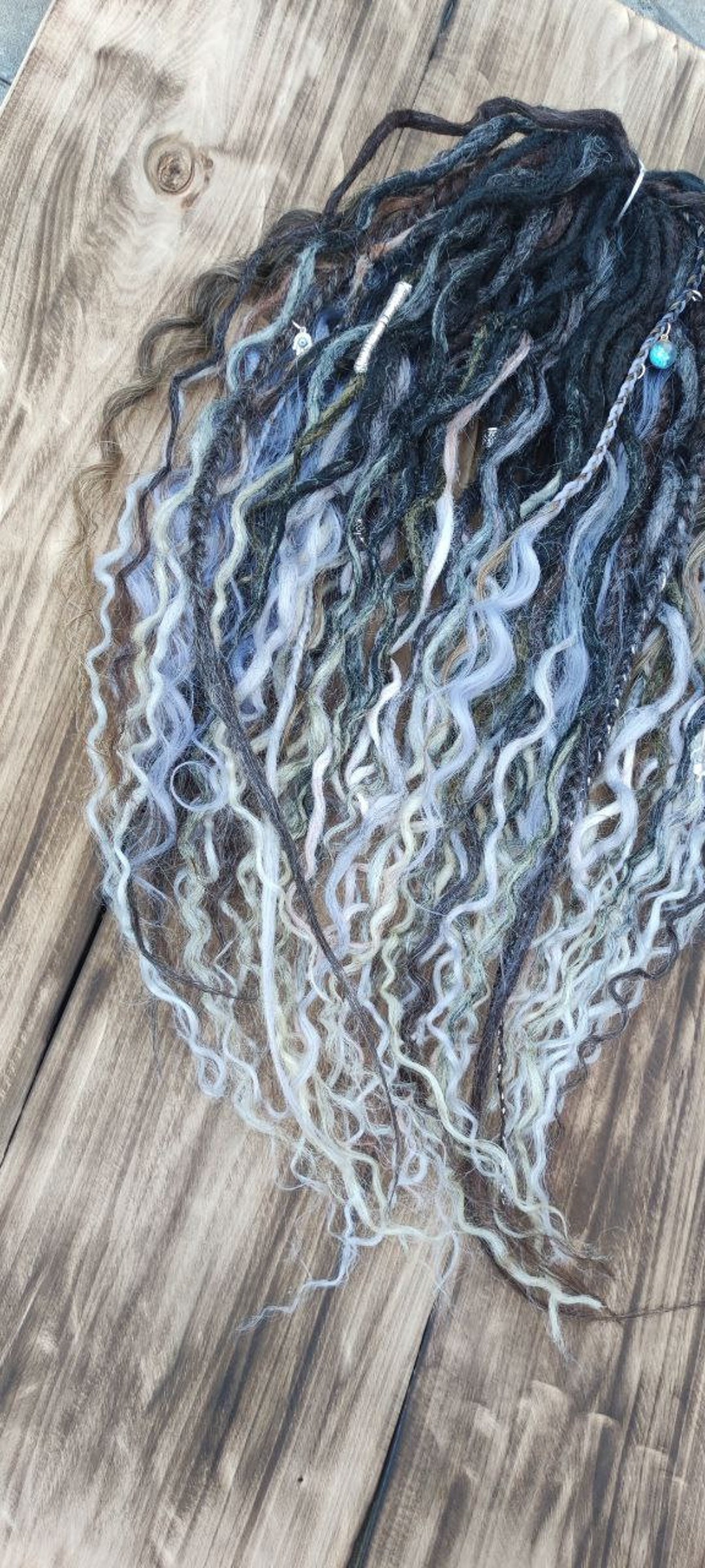 Crochet Wavy Dreadlocks Gray Color Boho Dread Extension Double Ended or ...