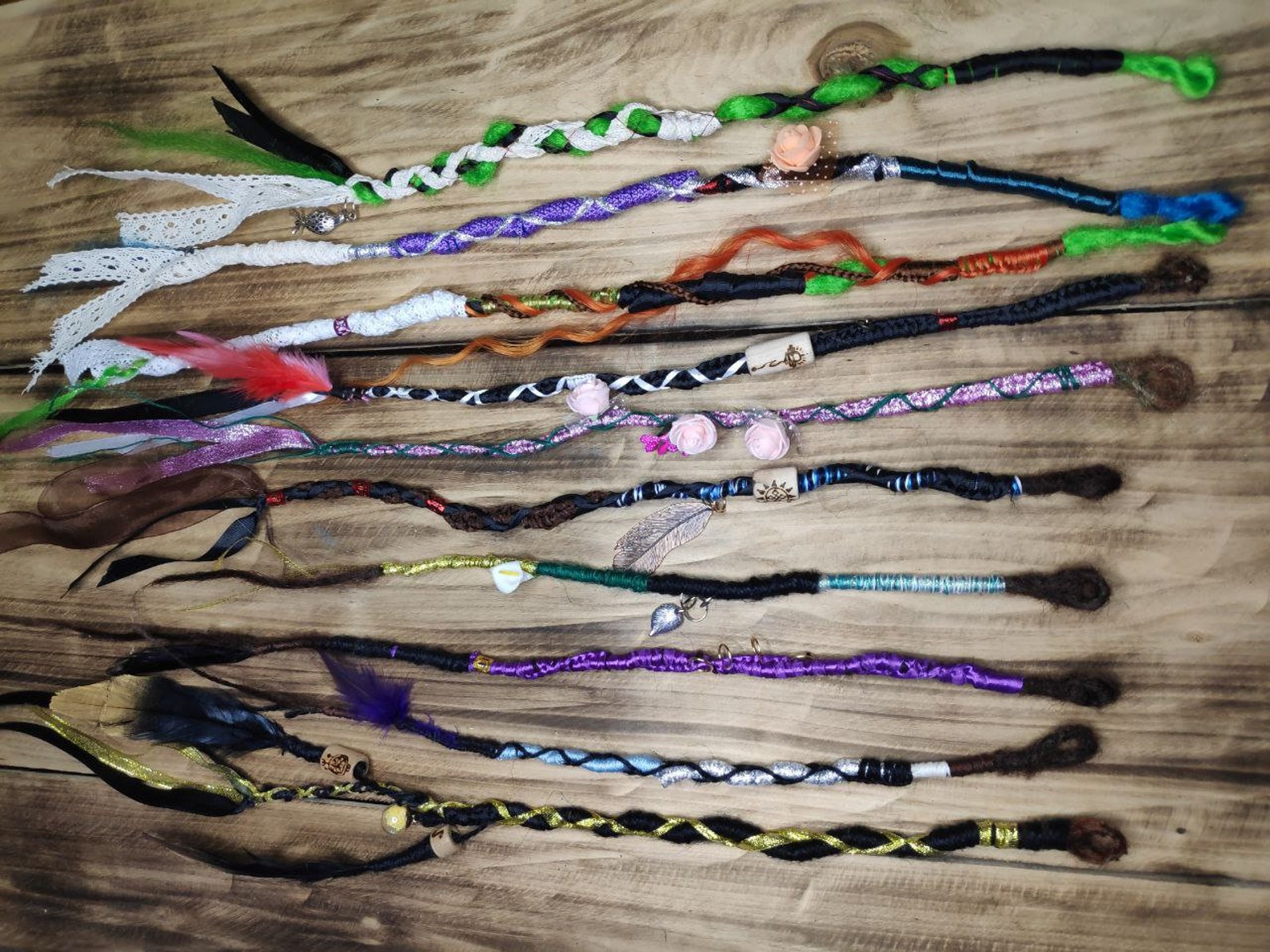 ONE Decoration for Dreadlocks Mandala Style One End With Feathers and ...