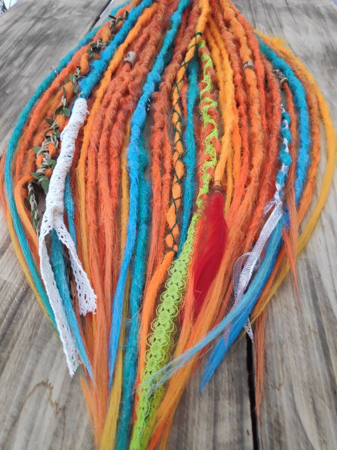 Full Set Crochet Orange Dreads Red Color Dreadlocks Textured Mix Dreads ...