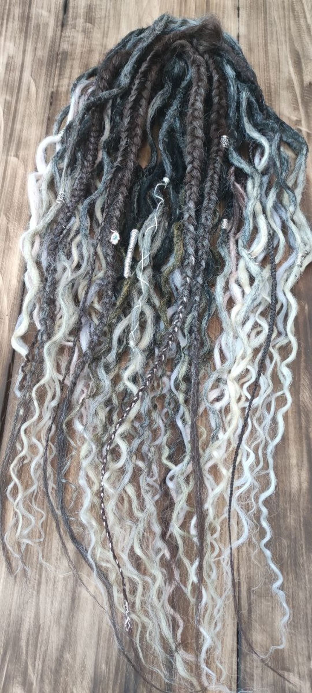 Gray and Light Silver Color Curly Fake Hair Crochet Faux Wavy Dreads ...
