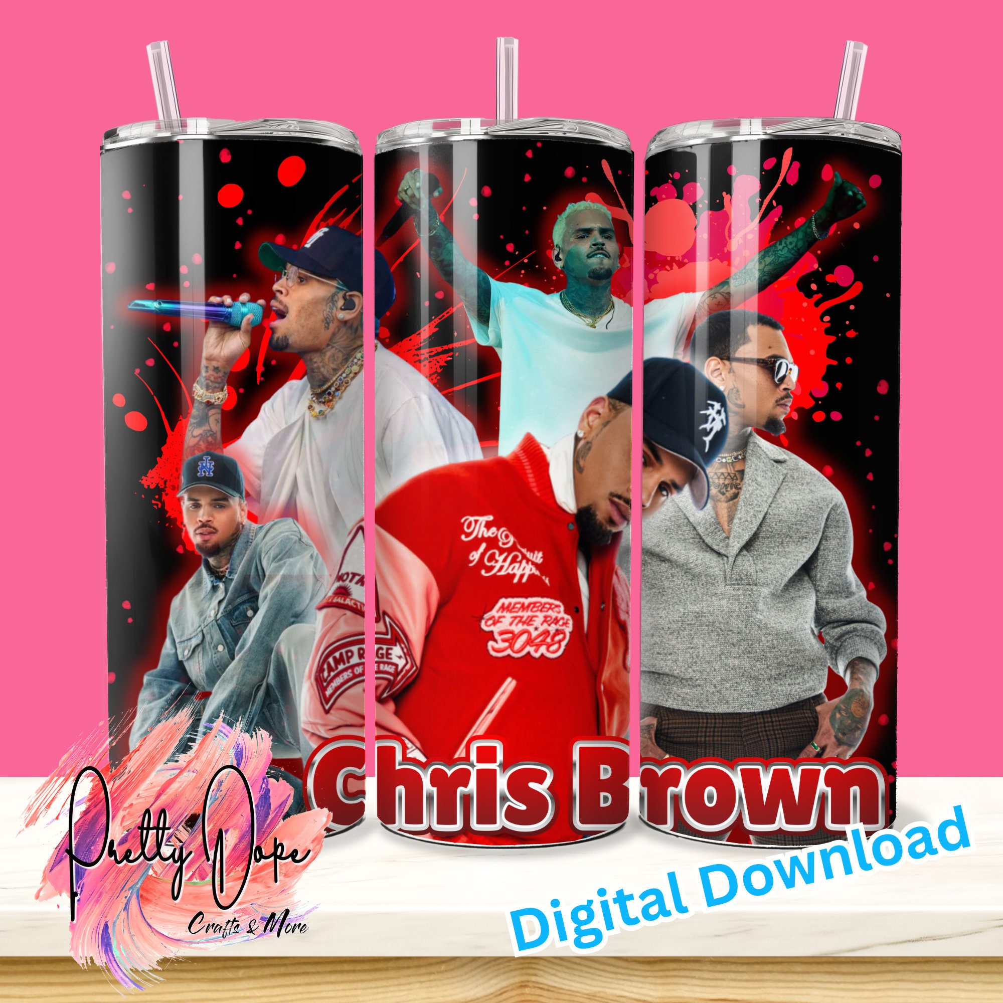 Chris Brown, Tumbler Design, Digital Design PNG, Design for Sublimation ...
