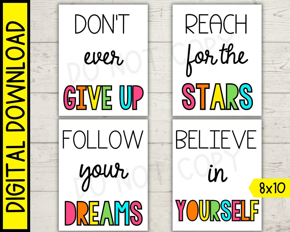 Printable Wall Art Bright Colorful Décor Positive Words of Affirmation ...