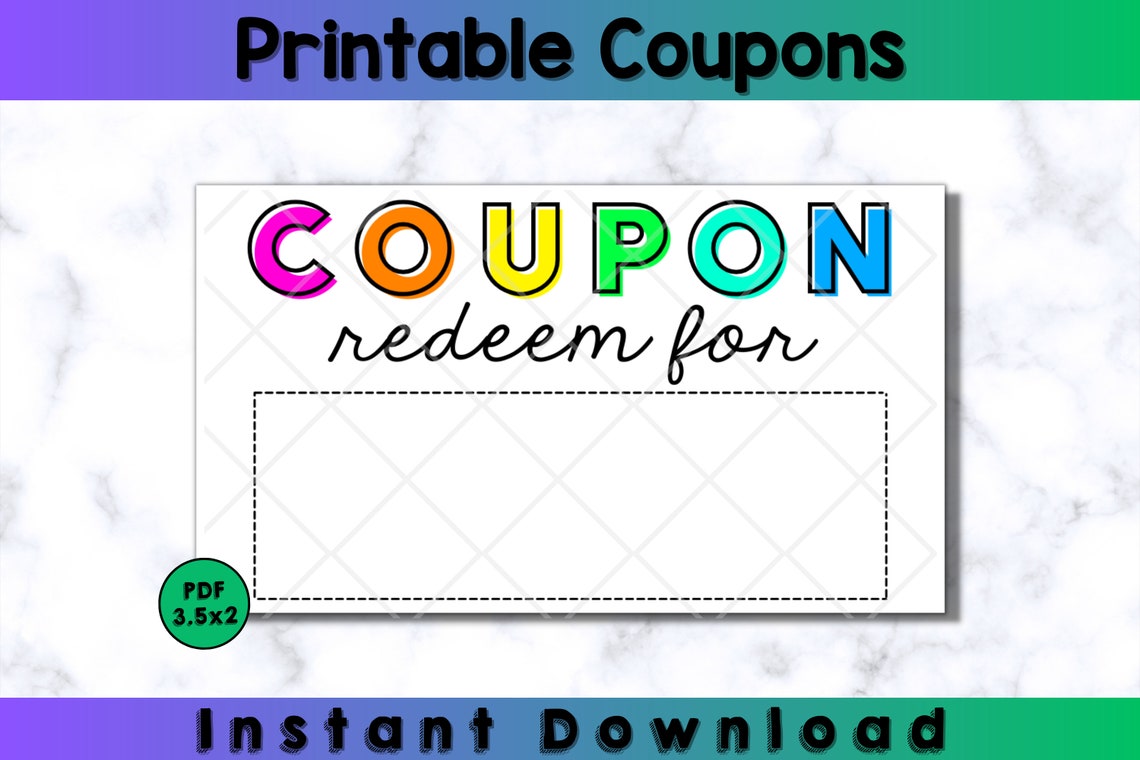 Generic Blank Coupon Printable Template digital Download - Etsy