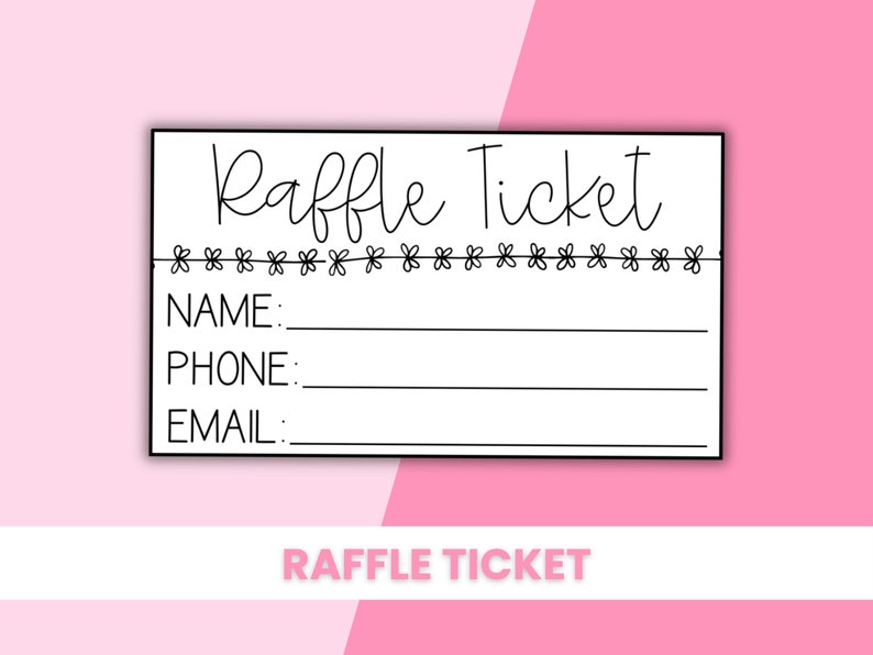 Black and White Printable Raffle Ticket Enter to Win Card - Etsy