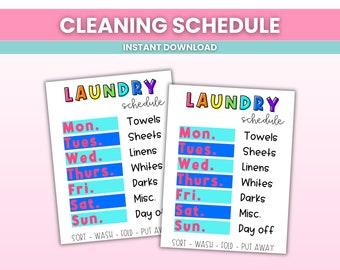 Editable Laundry Schedule | Printable Laundry Schedule - Etsy