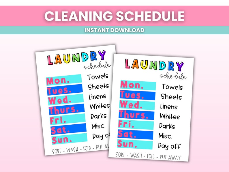 Laundry Schedule Printable - Etsy