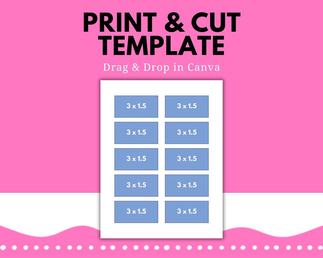Print and Cut Template 3x1.5 Inch Landscape Full Page Print - Etsy