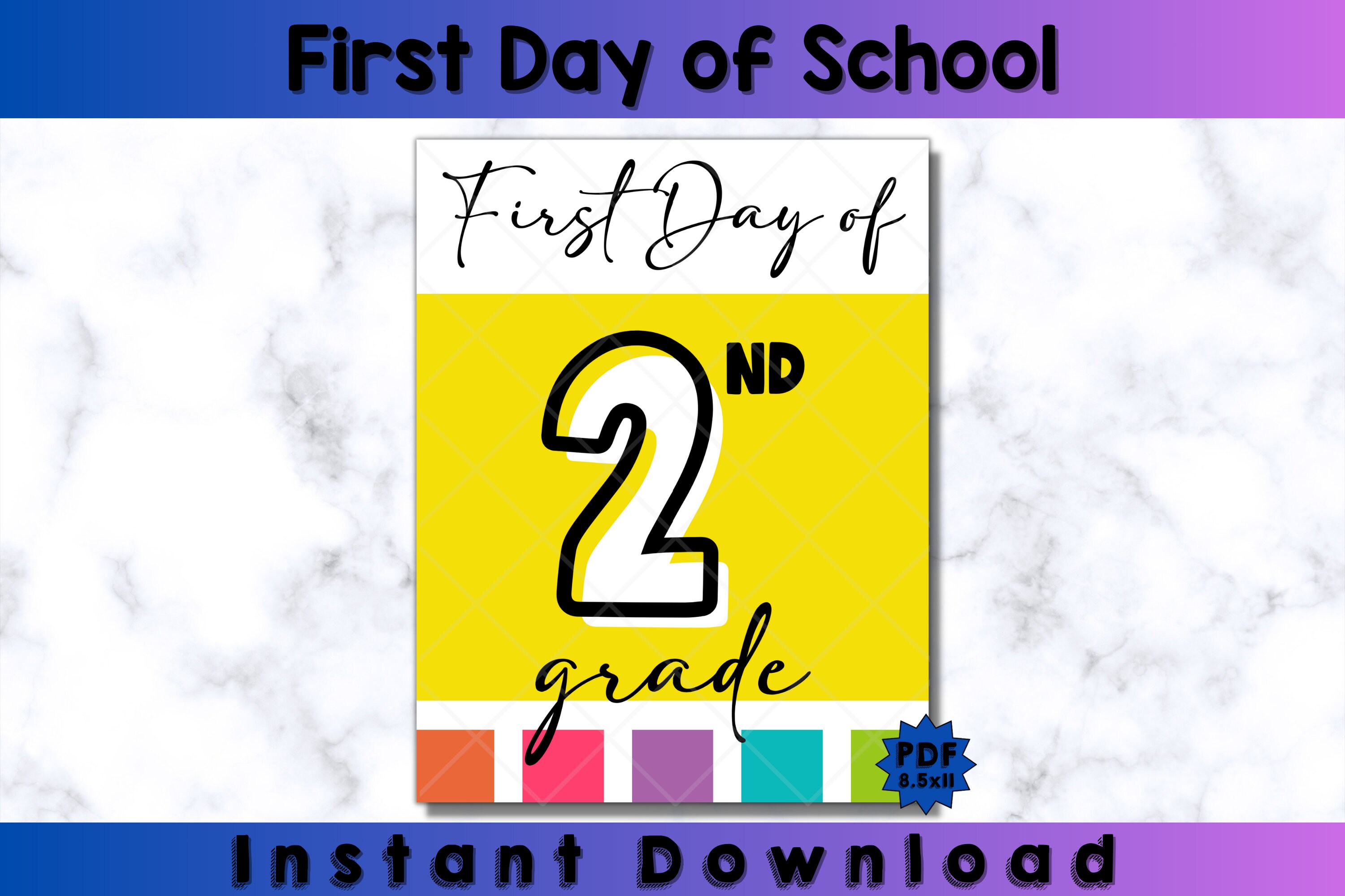 First Day of Second Grade Printable Sign digital Download - Etsy