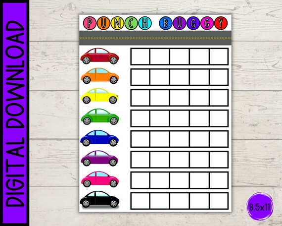 Punch Buggy Road Trip Game for Travel Printable digital - Etsy