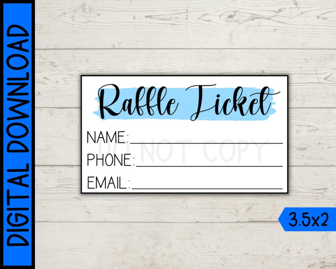 Printable Blue Raffle Ticket Enter to Win Card digital - Etsy