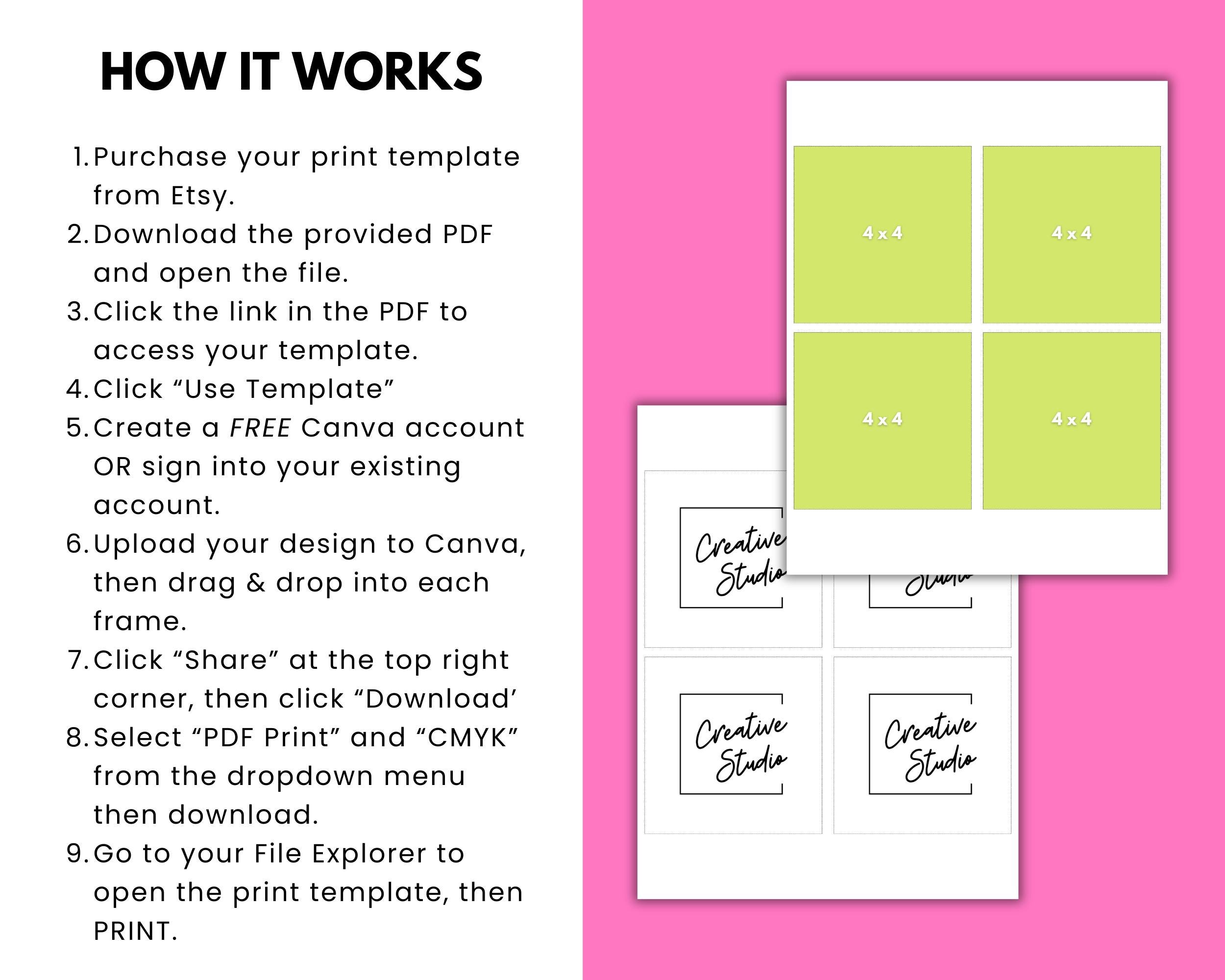 Print and Cut Template 4x4 Inch Square Print Page - Etsy