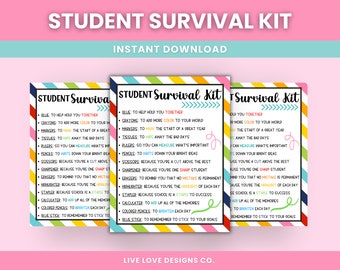 Editable Student Survival Kit Tag, Printable Digital Gift Tag, Candy ...