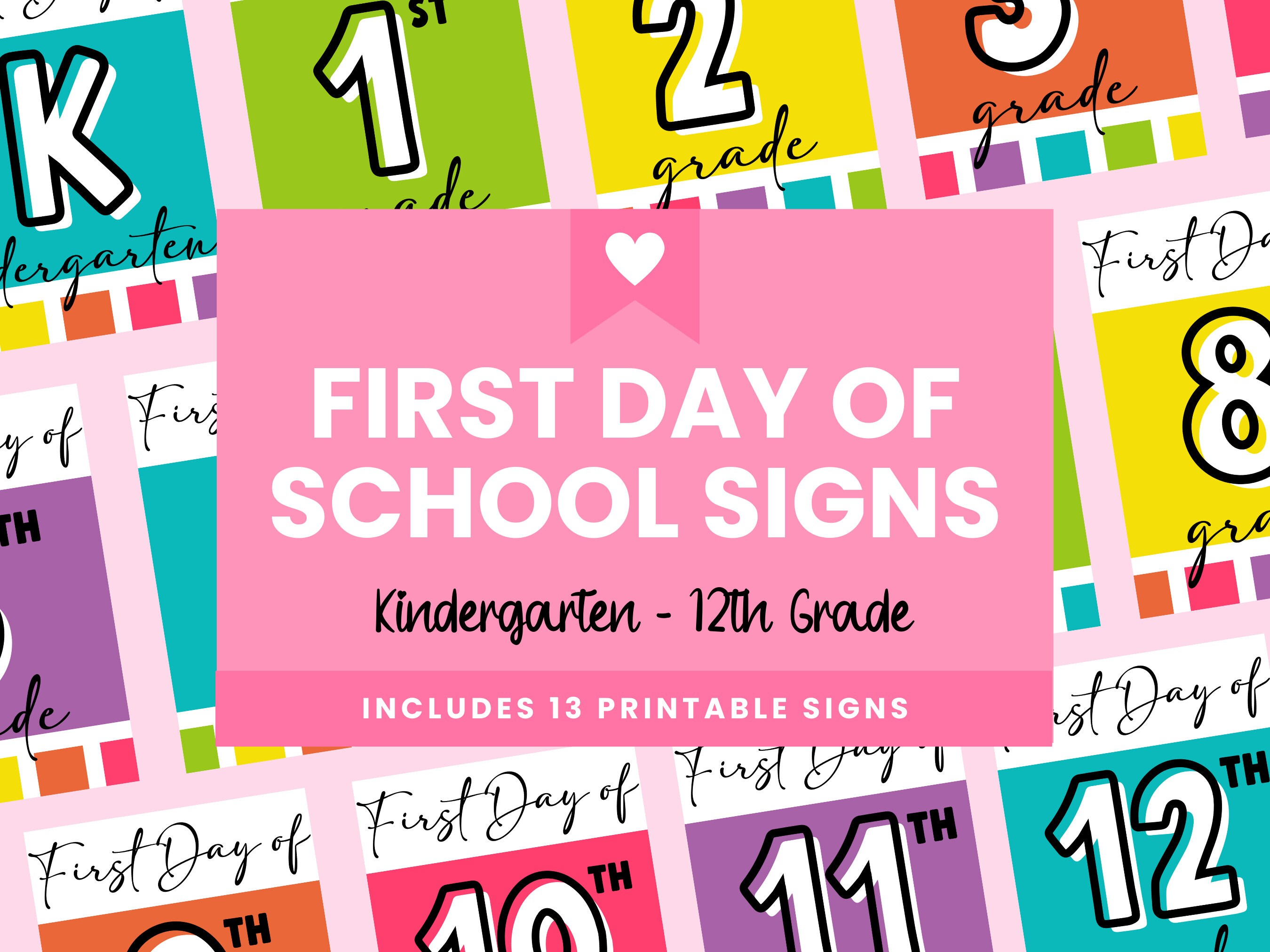 First Day of School Printable Prop Signs K-12 - Etsy