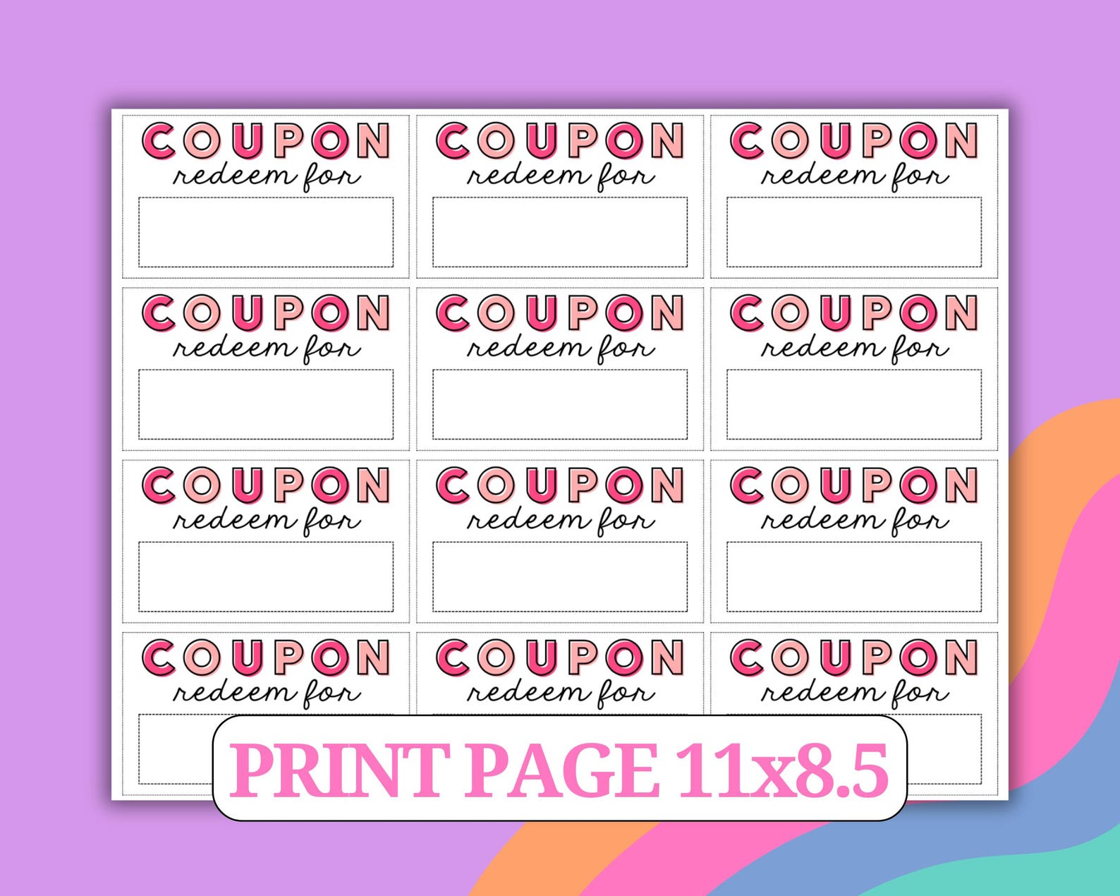 Generic Blank Coupon Pink Printable Template - Etsy