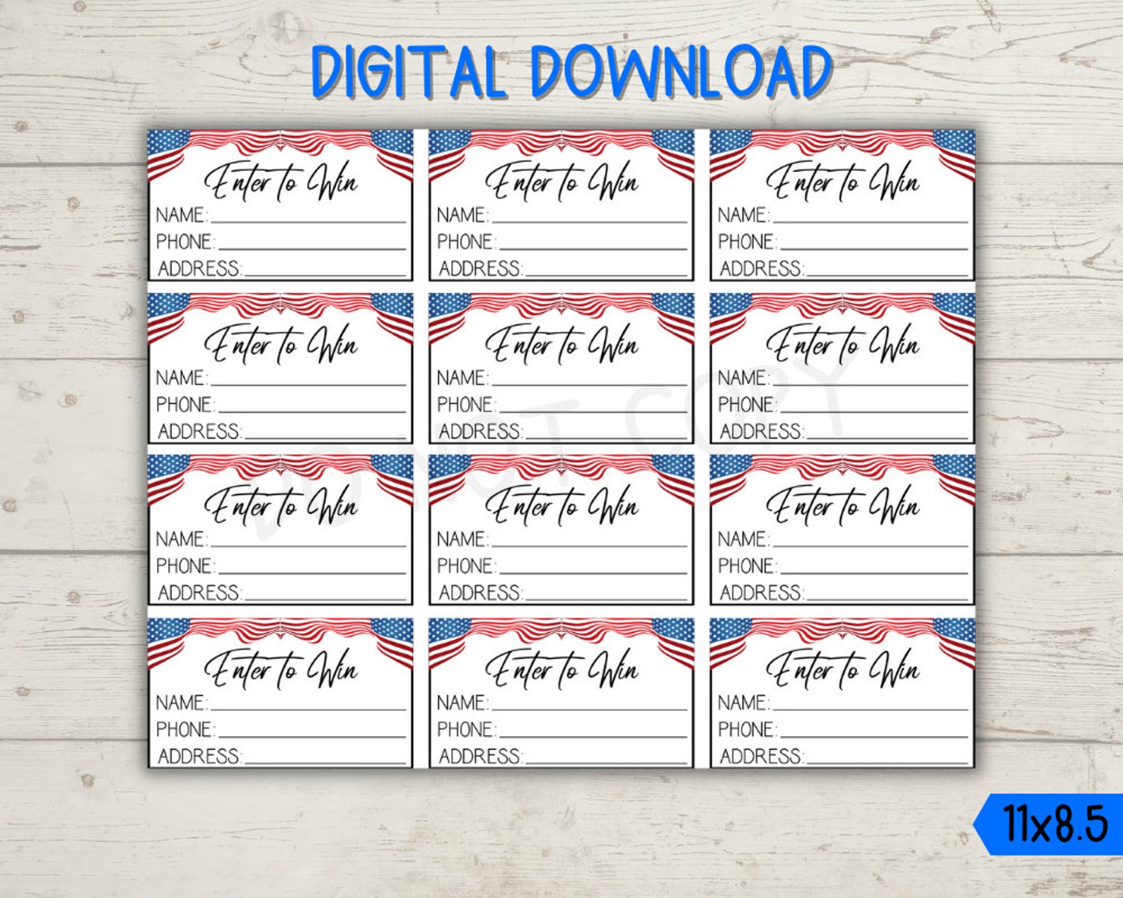 Printable Patriotic Raffle Tickets American Flag Raffle - Etsy