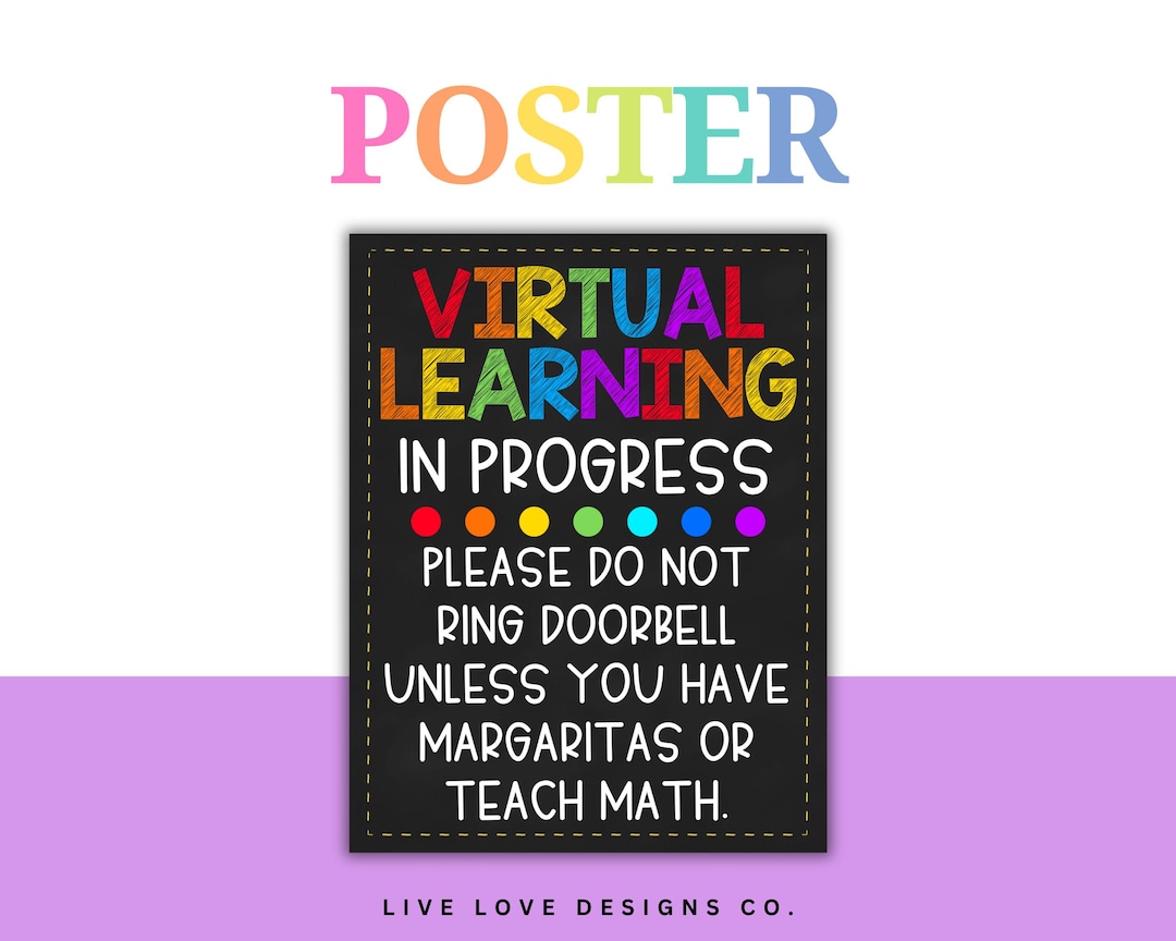 Virtual Learning in Progress Door Sign - Etsy