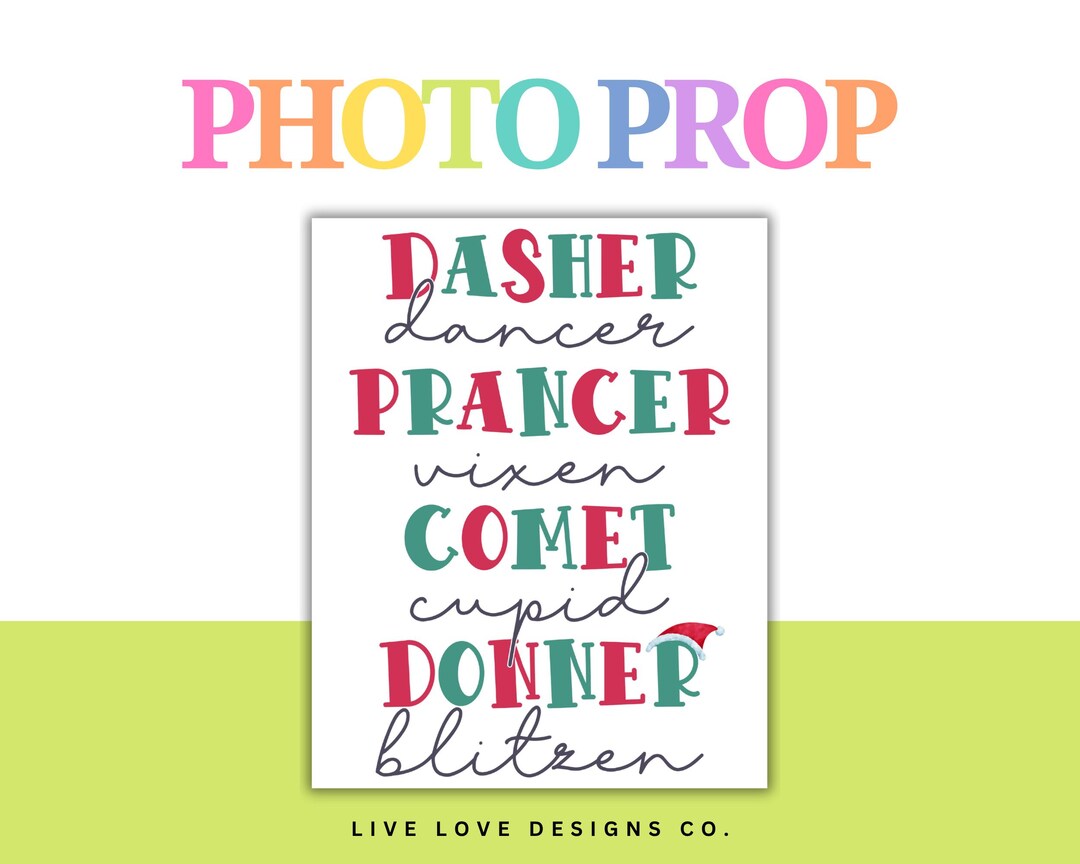 Dasher Dancer Prancer Vixen Printable Decor Sign - Etsy