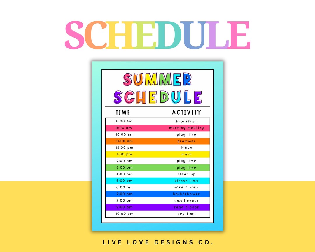 EDITABLE Summer Schedule Printable Template - Etsy UK