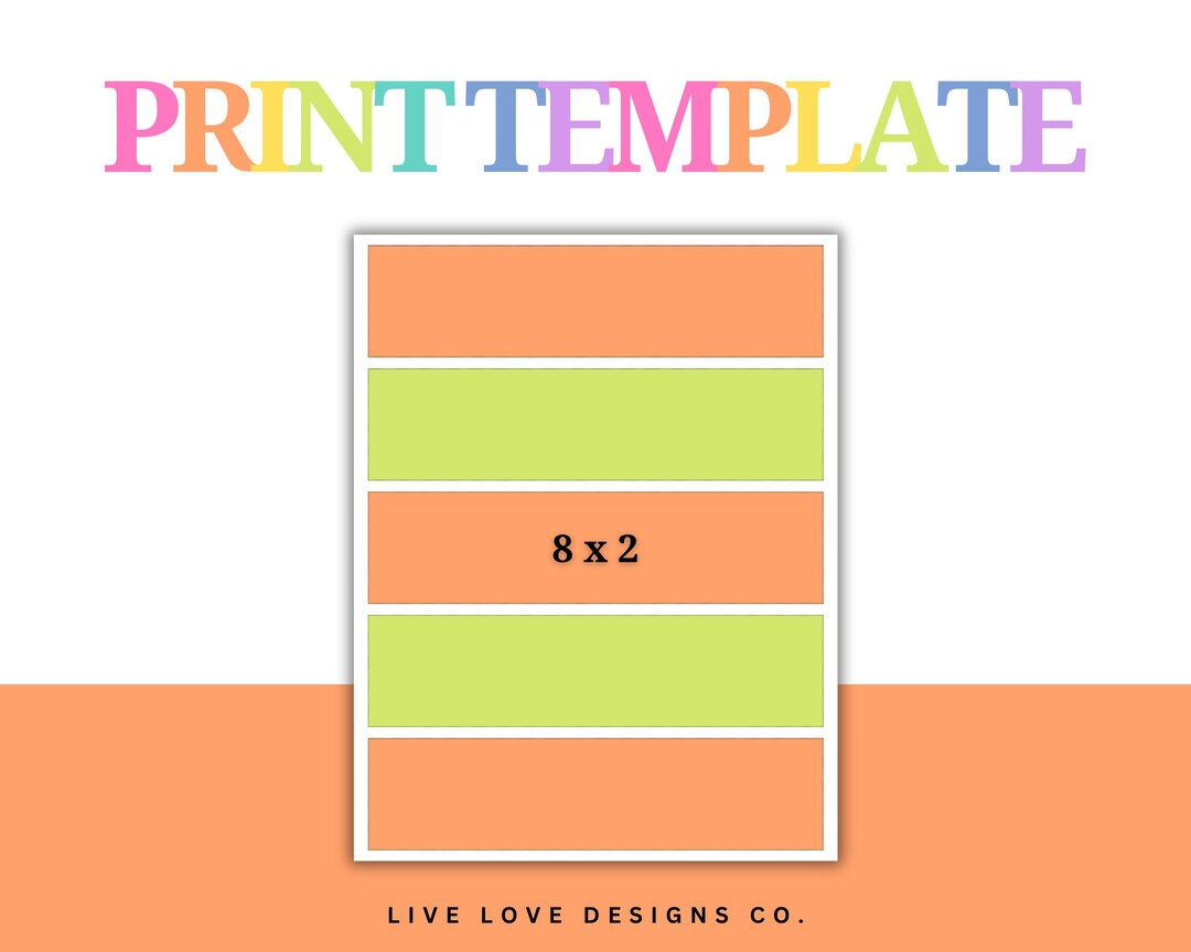 Print and Cut Template 8x2 Inch Landscape Ticket Print Page - Etsy