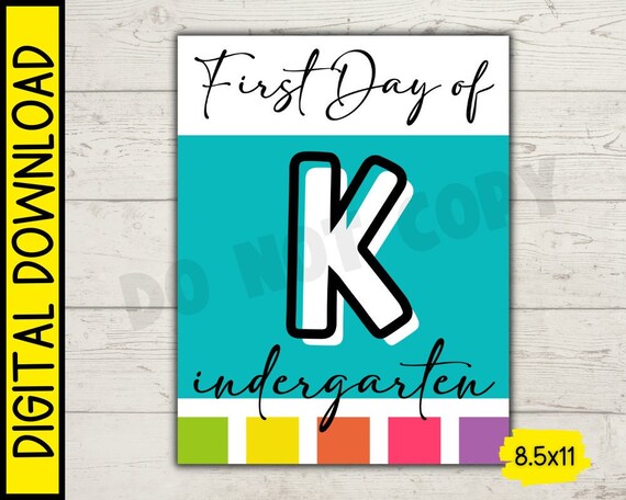 First Day of Kindergarten Printable Sign digital Download - Etsy