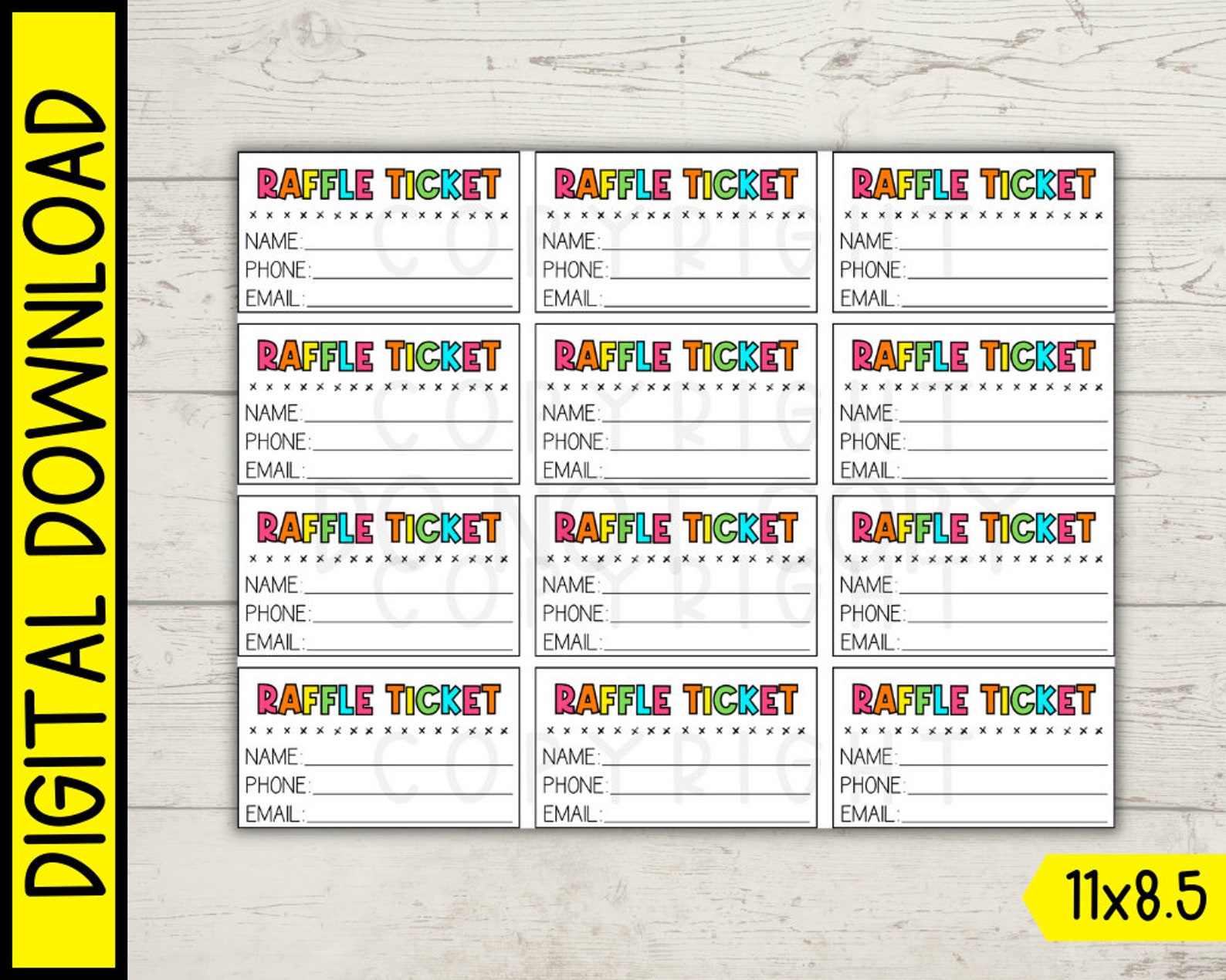 Printable Bright Colorful Raffle Tickets Enter to Win - Etsy