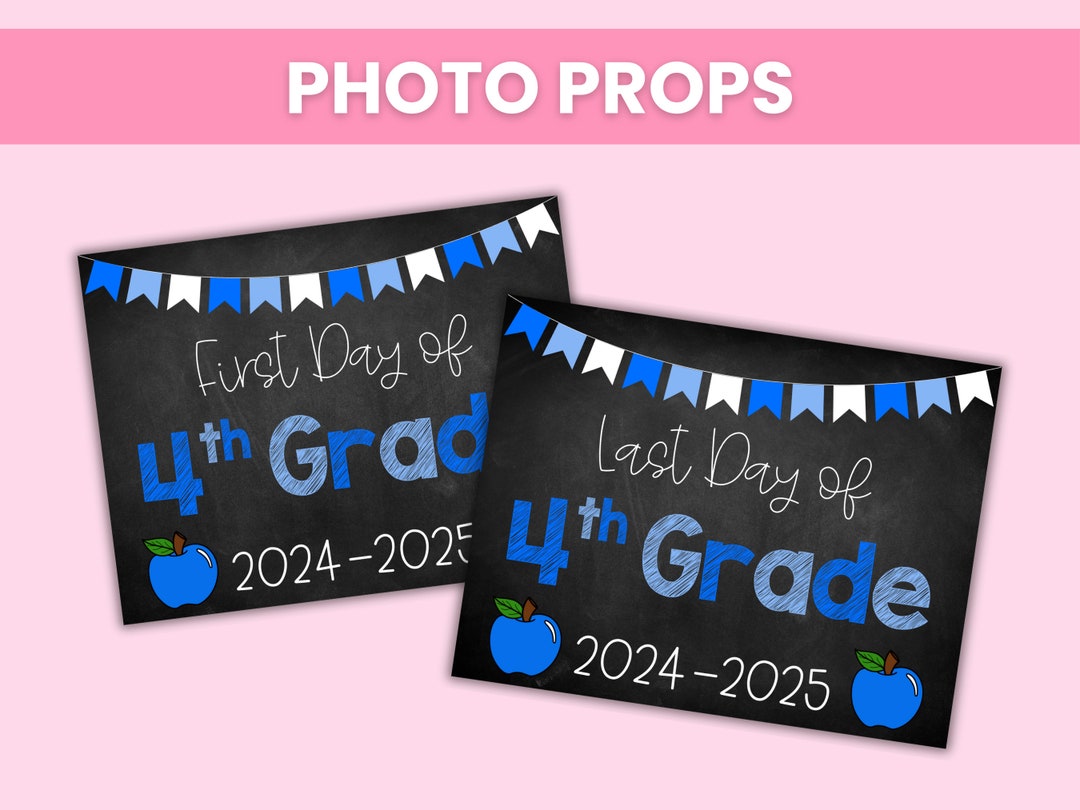 First Day and Last Day of 4th Grade BLUE Printable PDF - Etsy