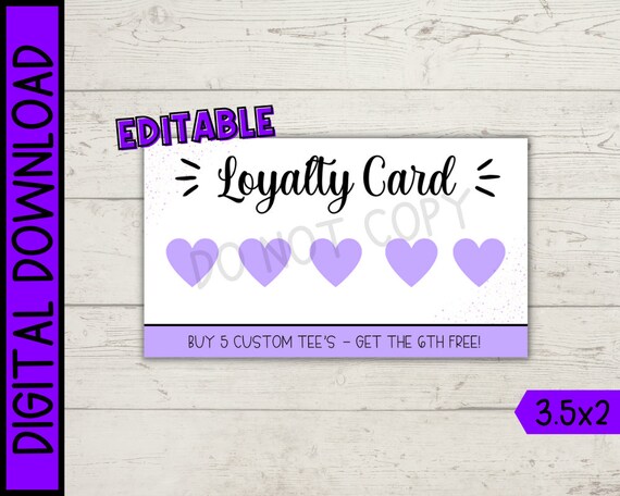 EDITABLE Loyalty Card Purple Customer Card for Small Business | Etsy