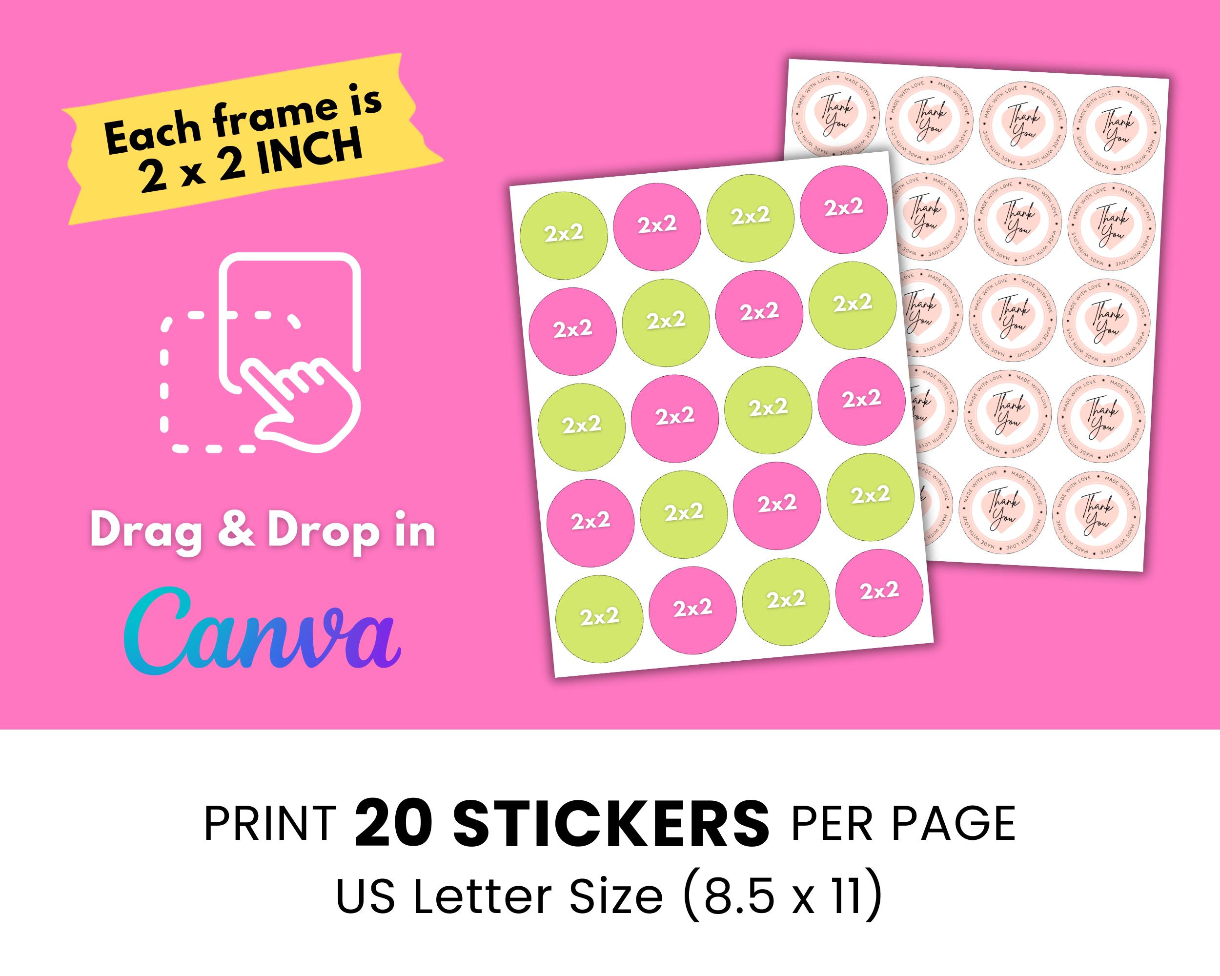 Print and Cut Template 2x2 Inch Round Sticker Printing Page - Etsy