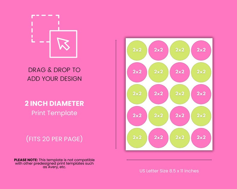 Print and Cut Template 2x2 Inch Round Sticker Printing Page - Etsy