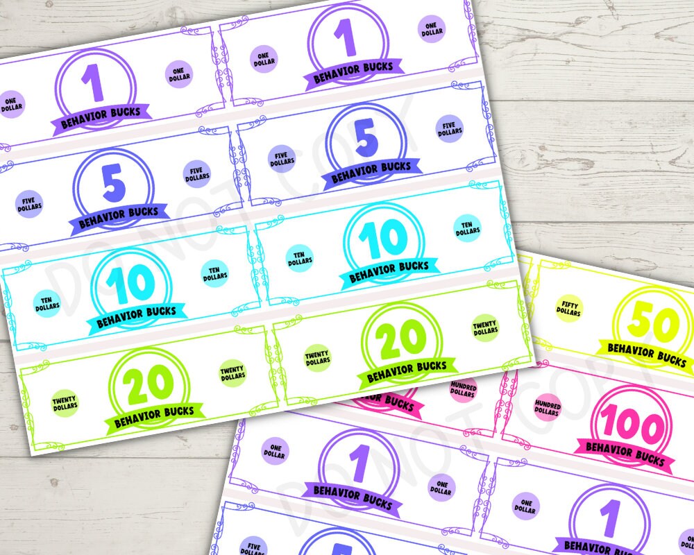 Printable Behavior Bucks Money Behavior Incentive Reward digital ...