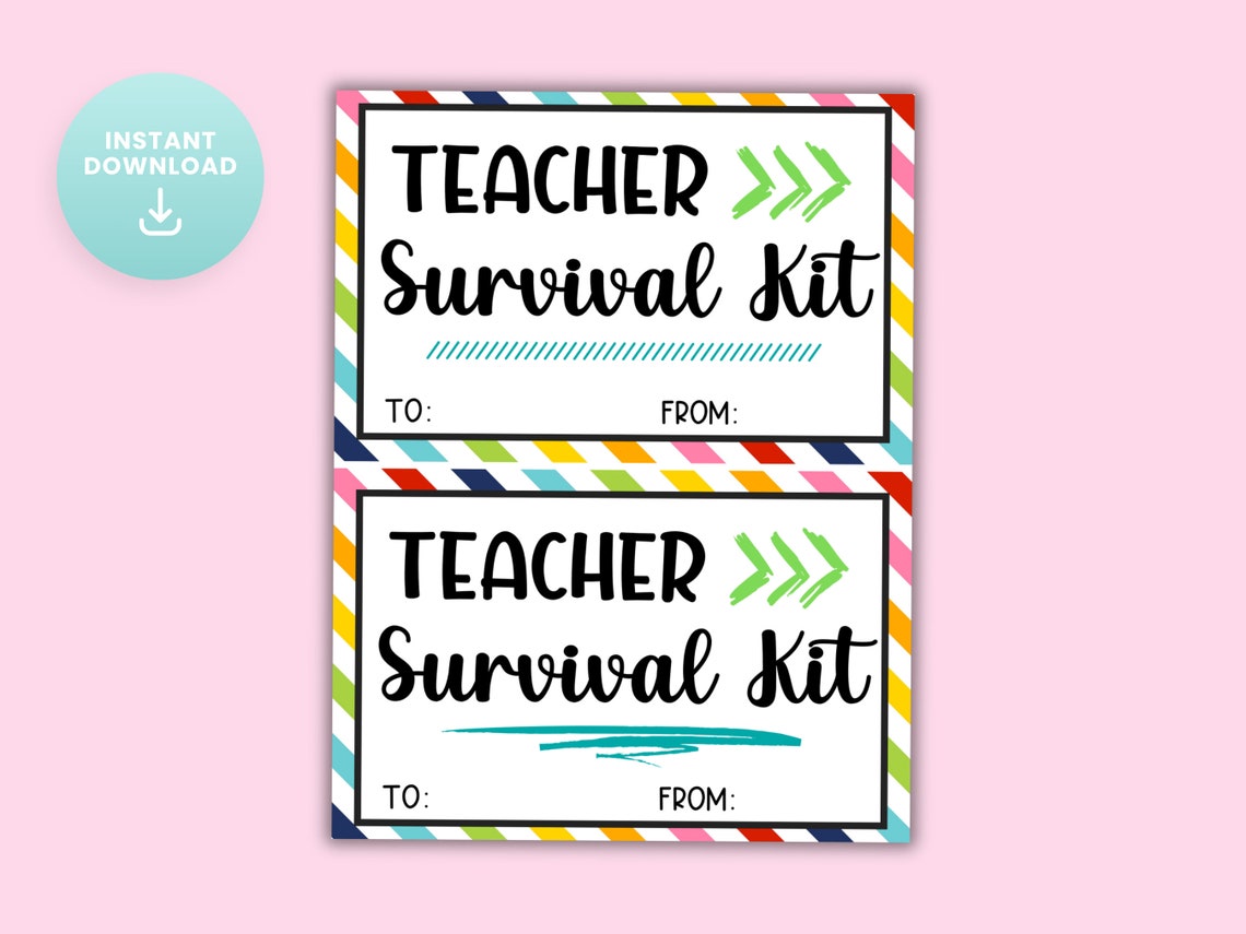 Teacher Survival Kit Ticket and Template Printable - Etsy