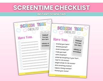 Custom Screen Time Checklist for Kids - Etsy UK