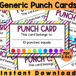 Generic Punch Card Printable Template digital Download - Etsy