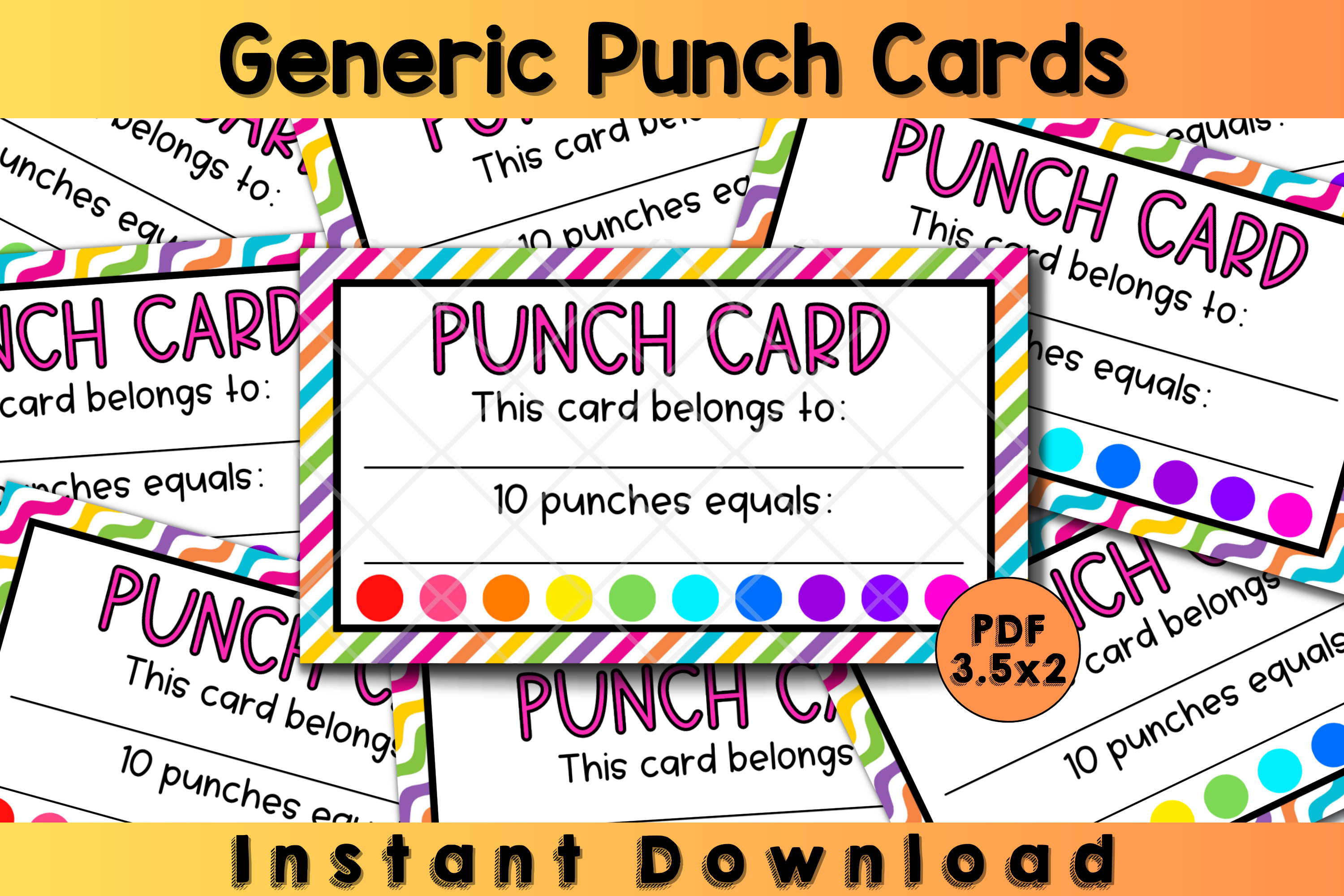 Generic Punch Card Printable Template digital Download - Etsy