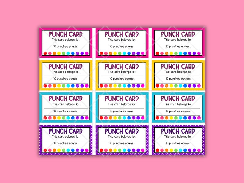 Generic Punch Card Printable 4 Styles - Etsy